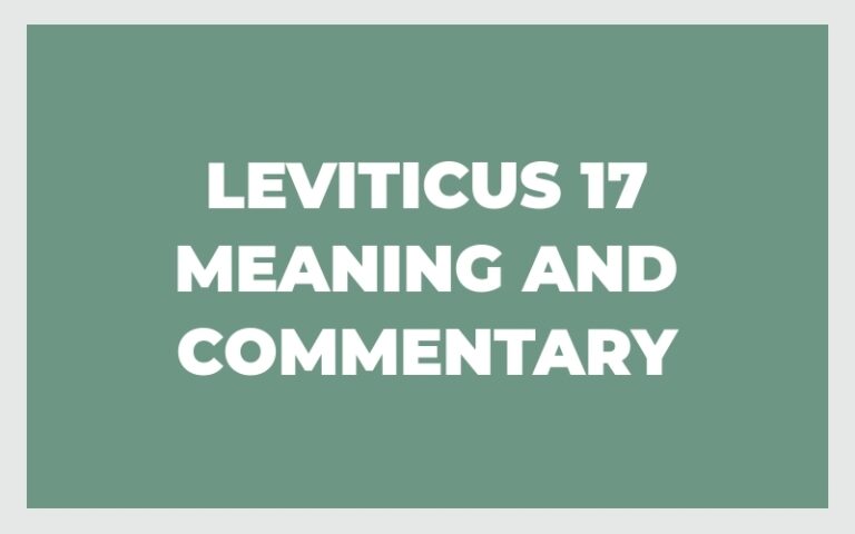 Leviticus 17 Meaning and Commentary - The Bible Outlined